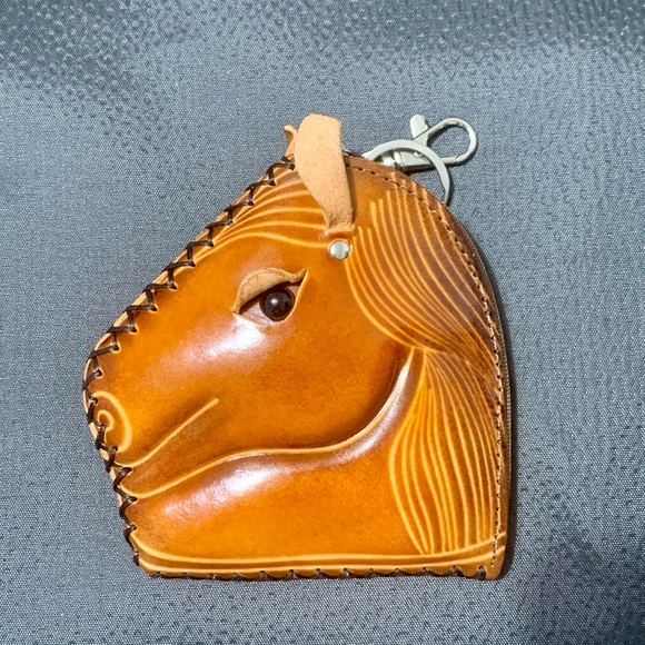 Handmade | Bags | Handmade Brown Leather Horse Coin Purse Cute Animal ...